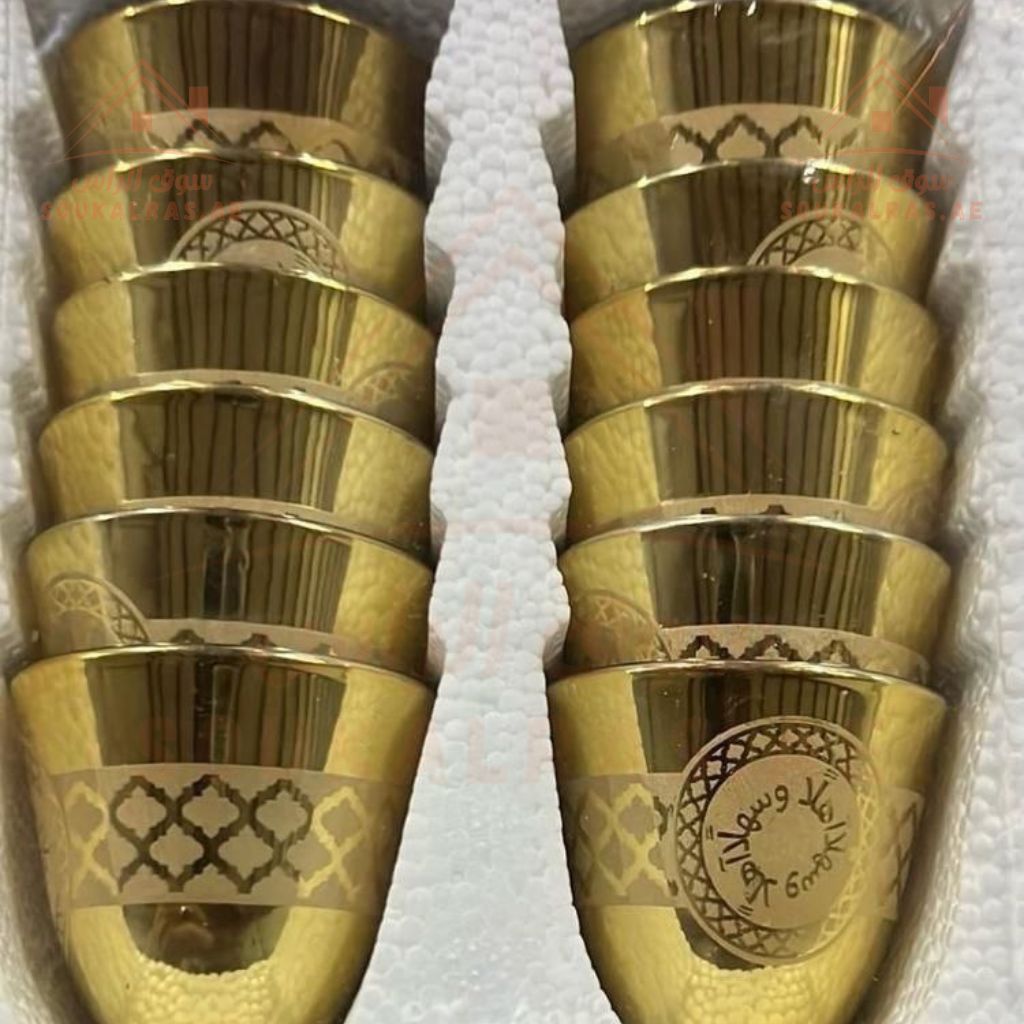 12-Piece Gold Arabic Coffee Cups Set | Luxury Gahwa Cup Collection wit ...