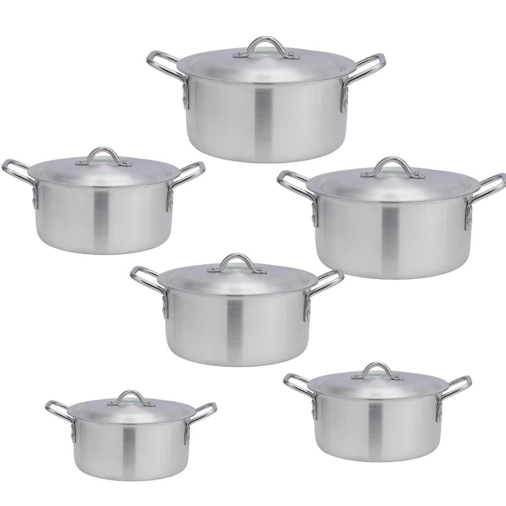 Professional Aluminium Mega Pot Set - 12 Pcs, Large Sizes Ideal for Bi ...