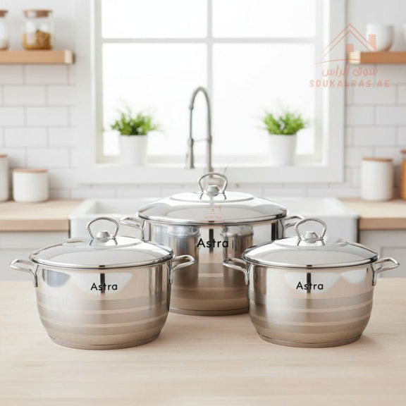 ASTRA 6PCS Set (26cm, 24cm, 22cm) | Premium Stainless Steel 18/10 | Ma ...